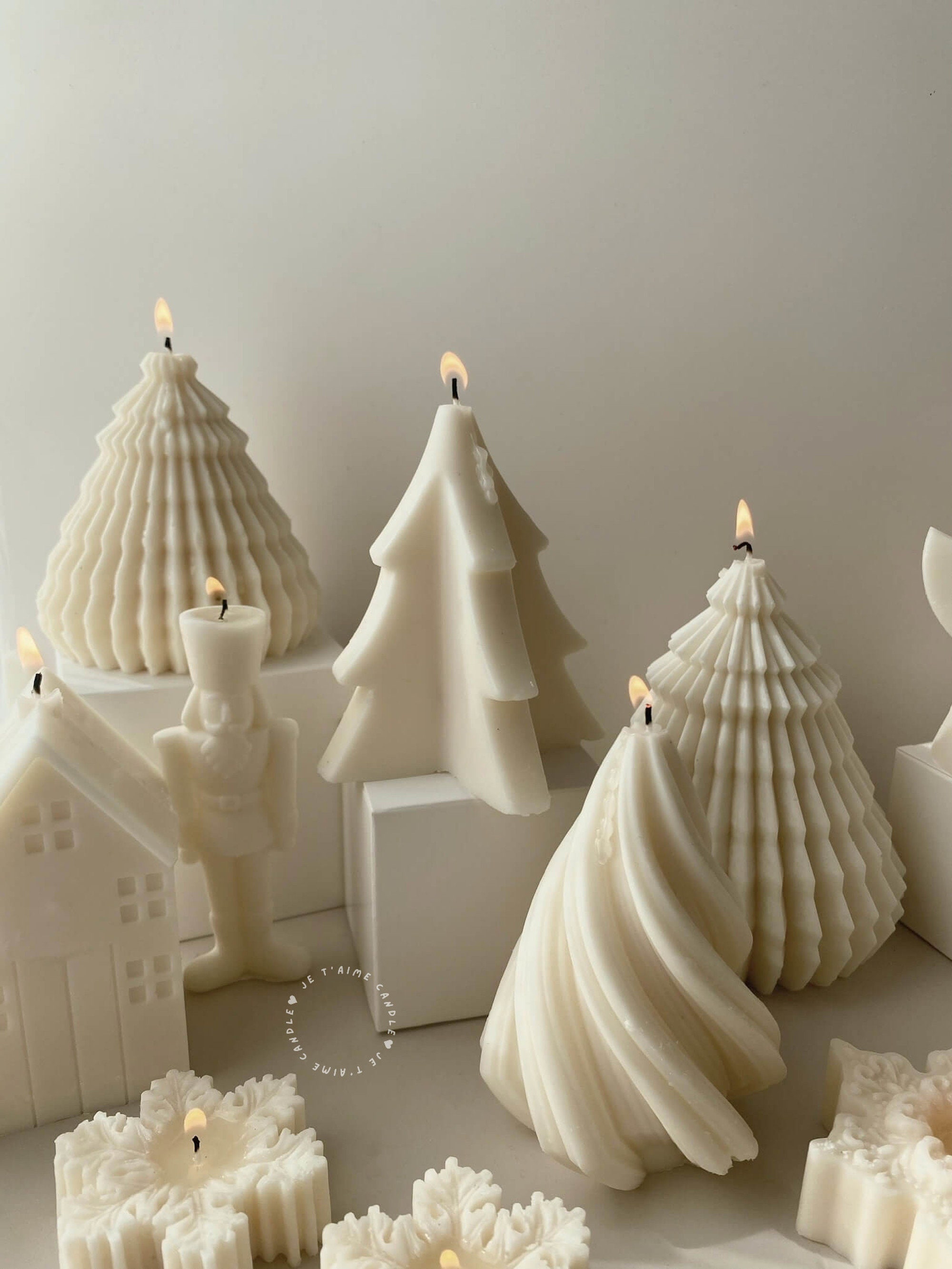 Spiral Christmas Tree Candle Swirl Candle Twisted Ribbed - Etsy