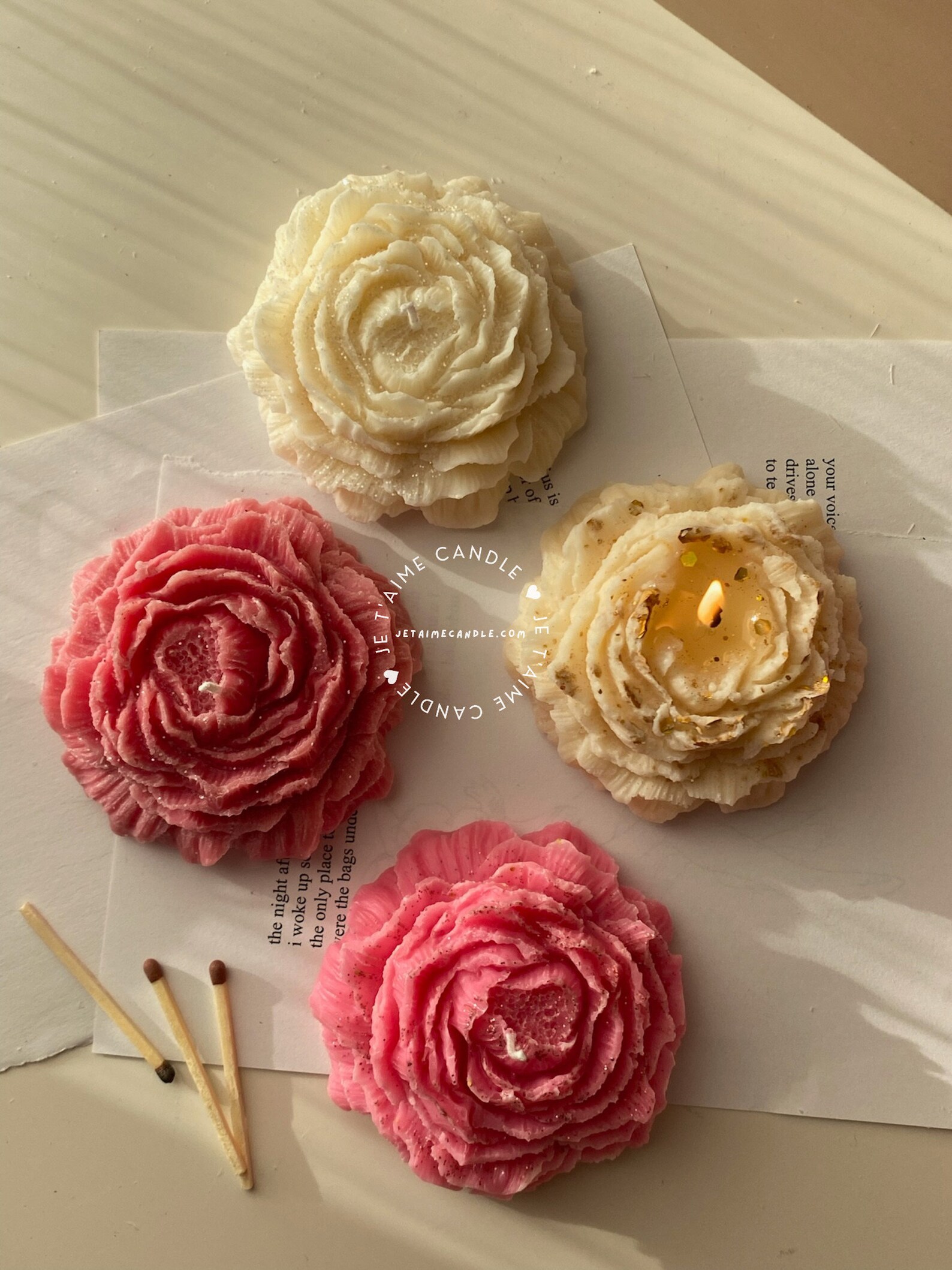 Elegant Peony Flower Candle Floral Candle Wedding Favour Hand-poured ...