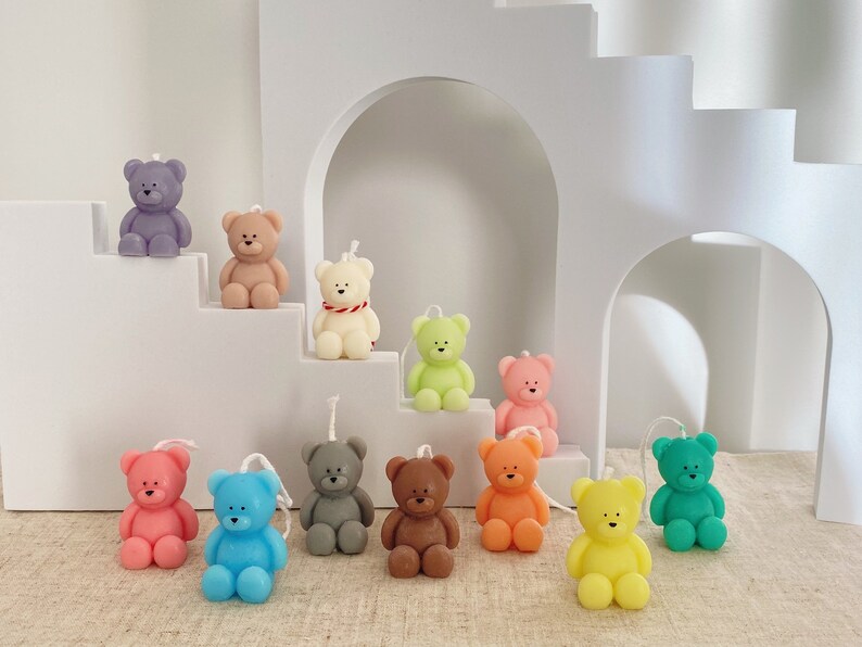 Mini Bear Candle Teddy Bear Candle Baby Shower Small - Etsy