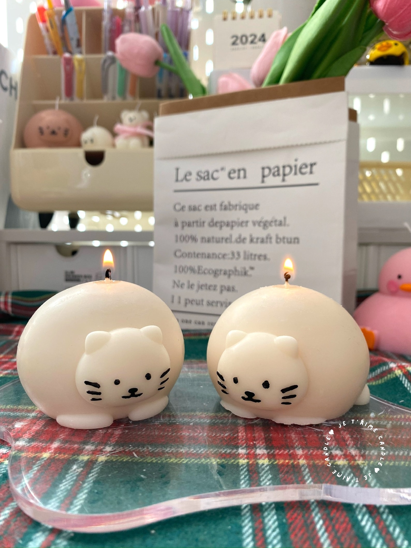 Set of 2 Chubby Cat Candle Charming Cat Decor Delightful Cat Lover Gift ...