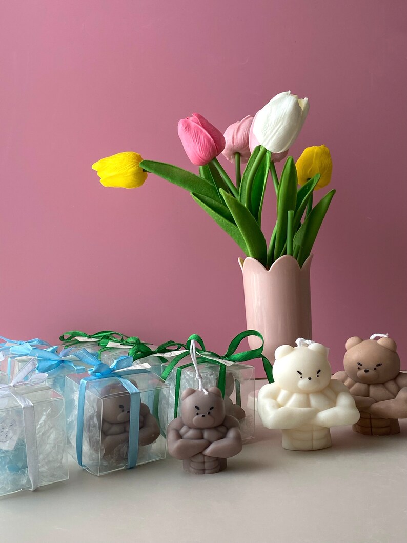 Mini Buff Bear Candle Wedding Favors for Guests in Bulk - Etsy