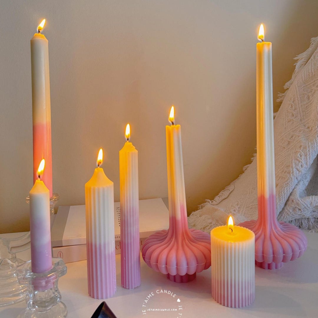 Handmade Ombre Pillar Candle: Gradient Decorative Candle - Etsy