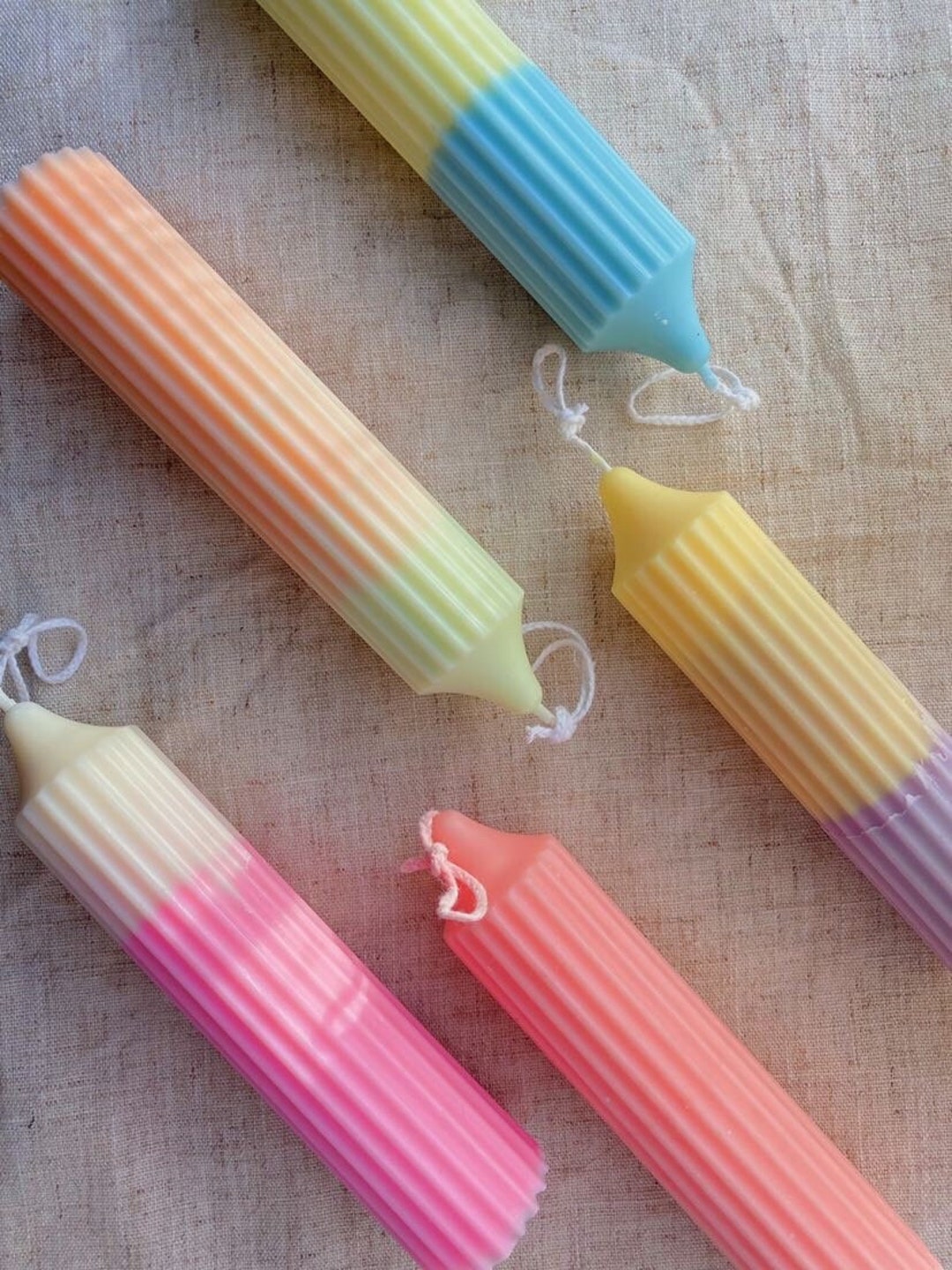 Ribbed Candle Sticks Colourful Pillar Candle Choice of - Etsy