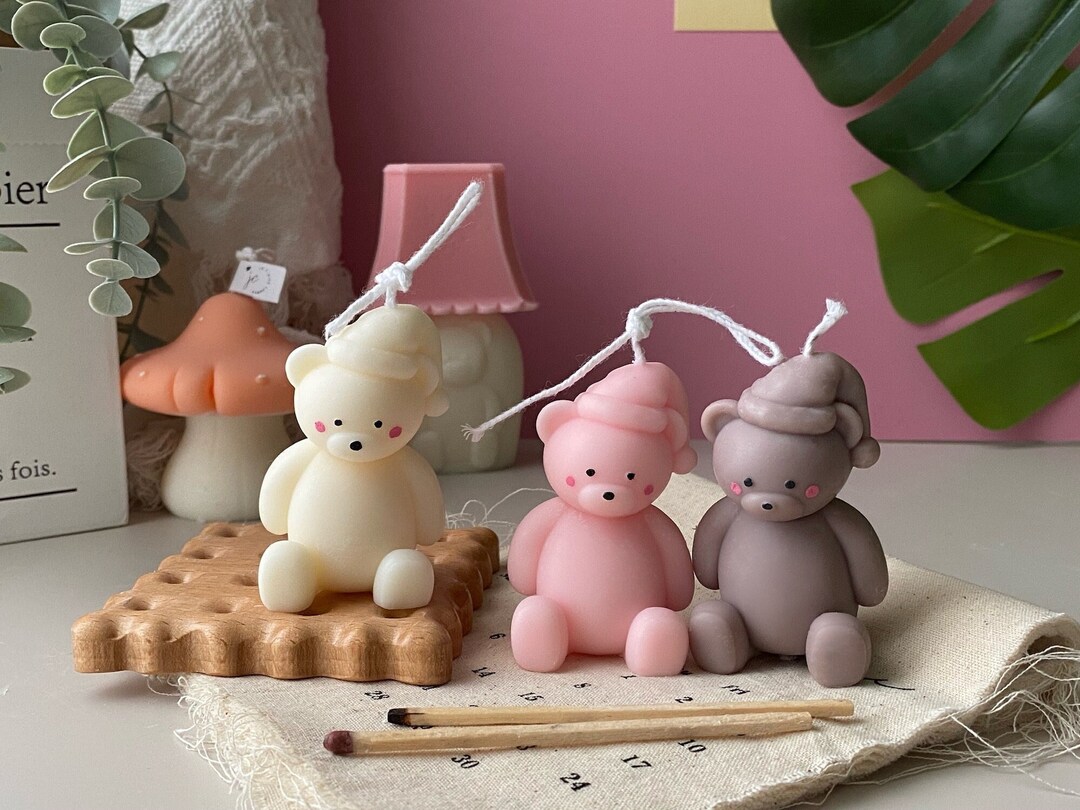 Bear Nightcap Candle Animal Candle Teddy Bear Gift - Etsy