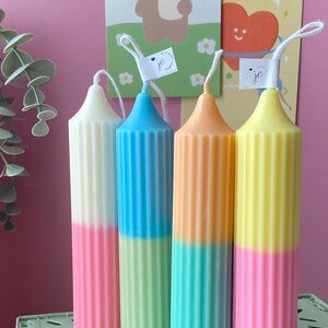 Ribbed Candle Sticks | Colourful Pillar Candle | Choice of Colour and ...