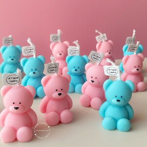 Mini Teddy Bear Candle With Bag, Baby Shower Wedding Bridal Favors for ...