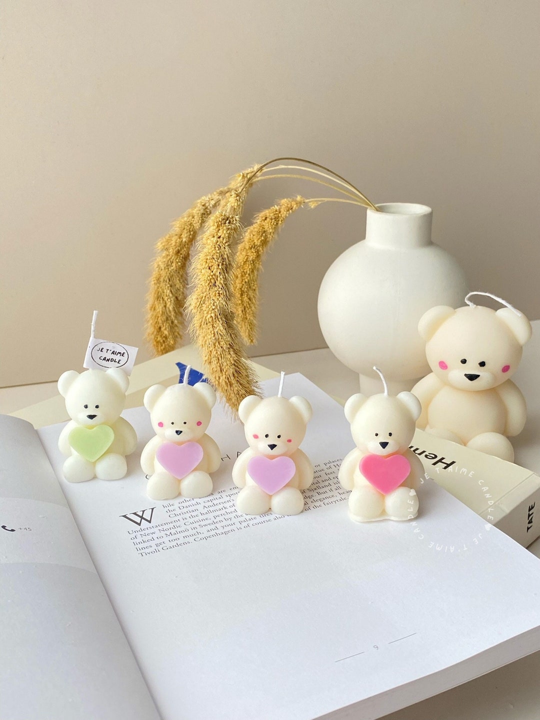 Mini Bear With Heart Candle, Baby Shower Party Favors, Animal Birthday ...