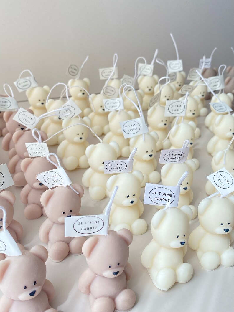 Mini Bear Candle Teddy Bear Candle Baby shower Small - Etsy España