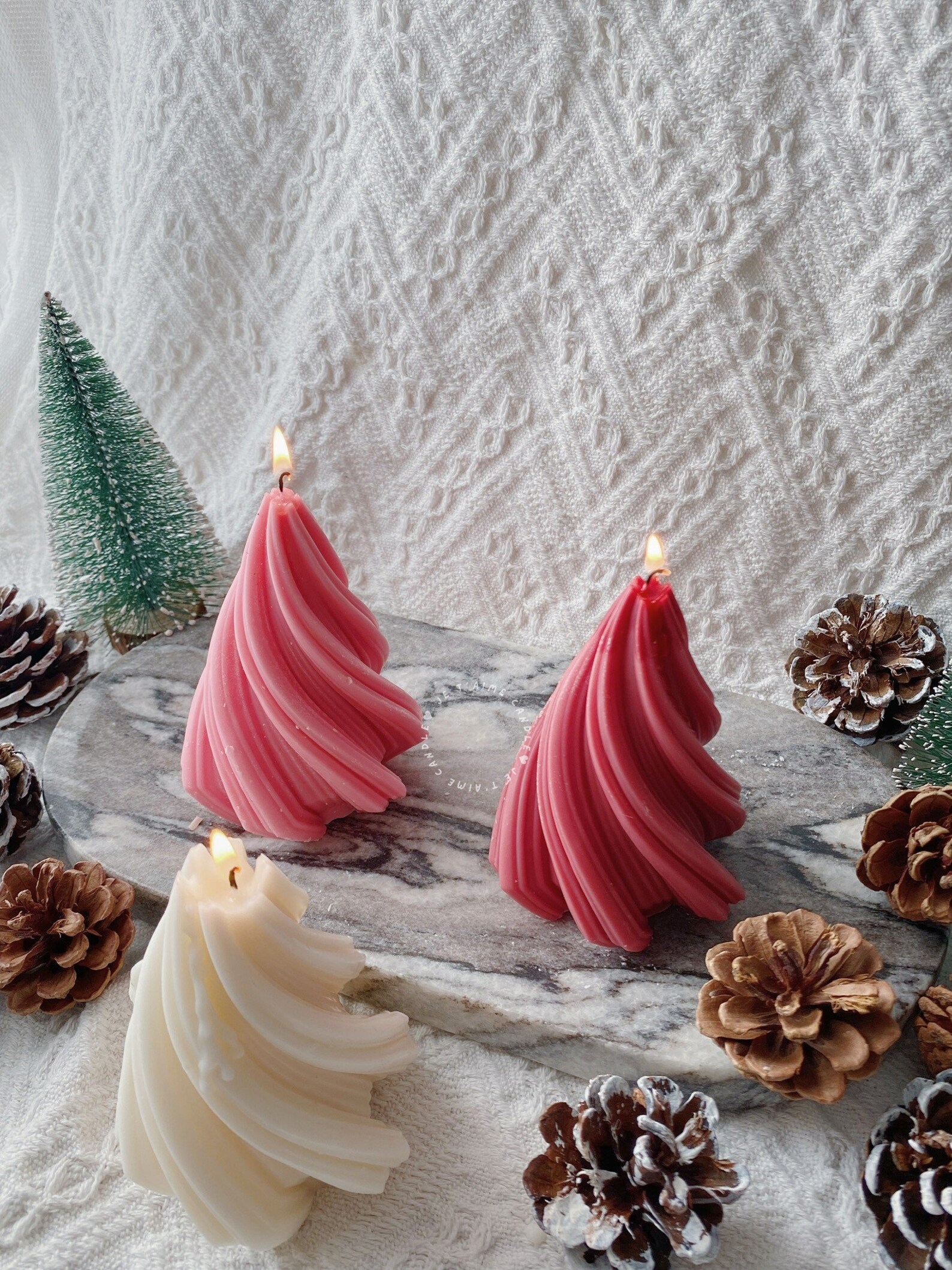 Spiral Christmas Tree Candle Swirl Candle Twisted Ribbed - Etsy