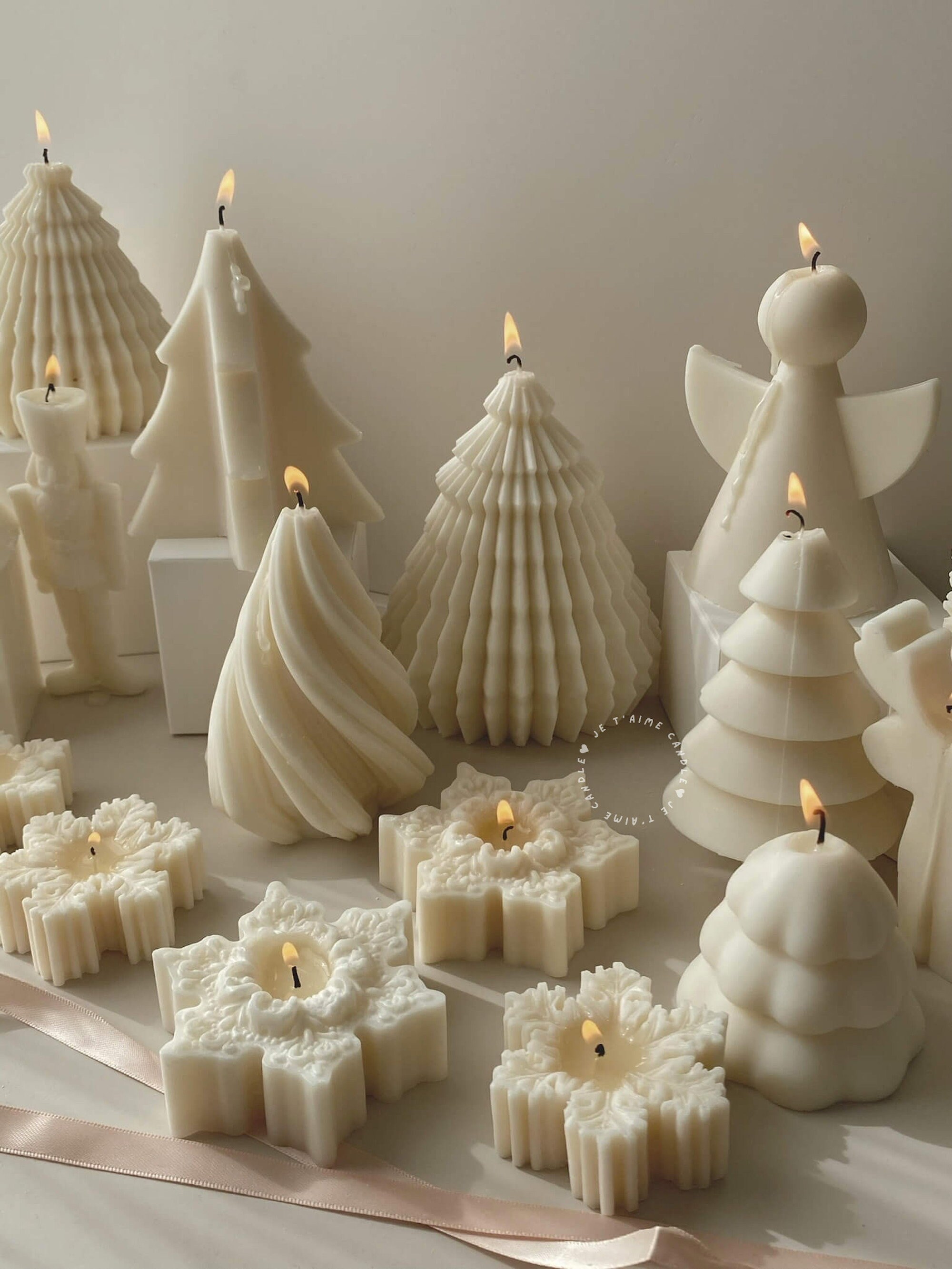 Spiral Christmas Tree Candle Swirl Candle Twisted Ribbed - Etsy