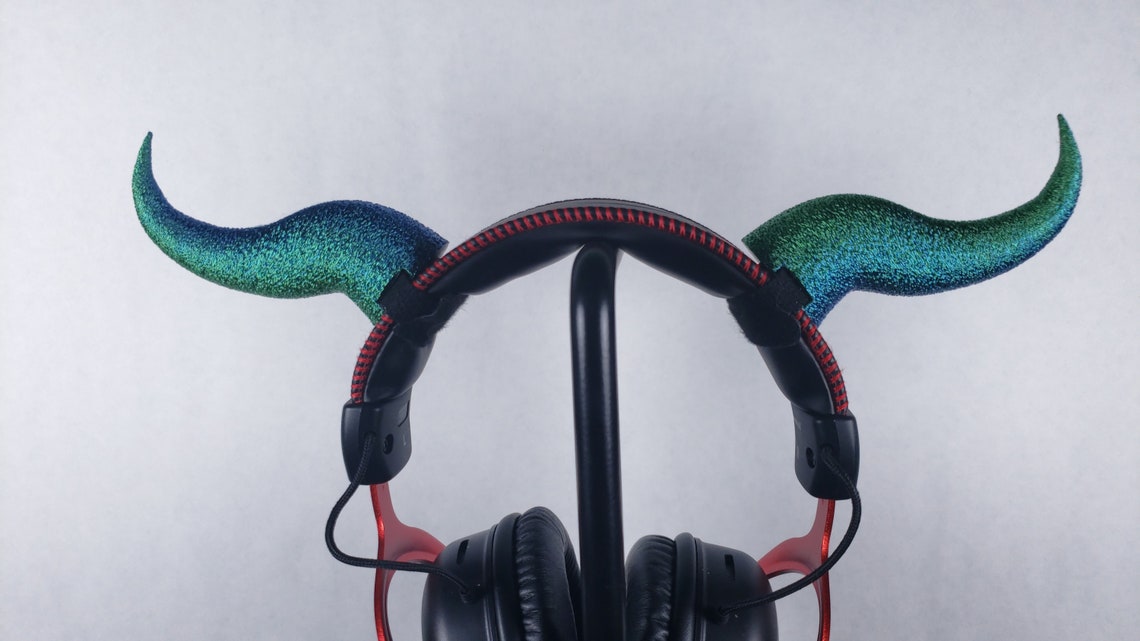 Curved Demon Horns Attachment for Headset Gaming and - Etsy