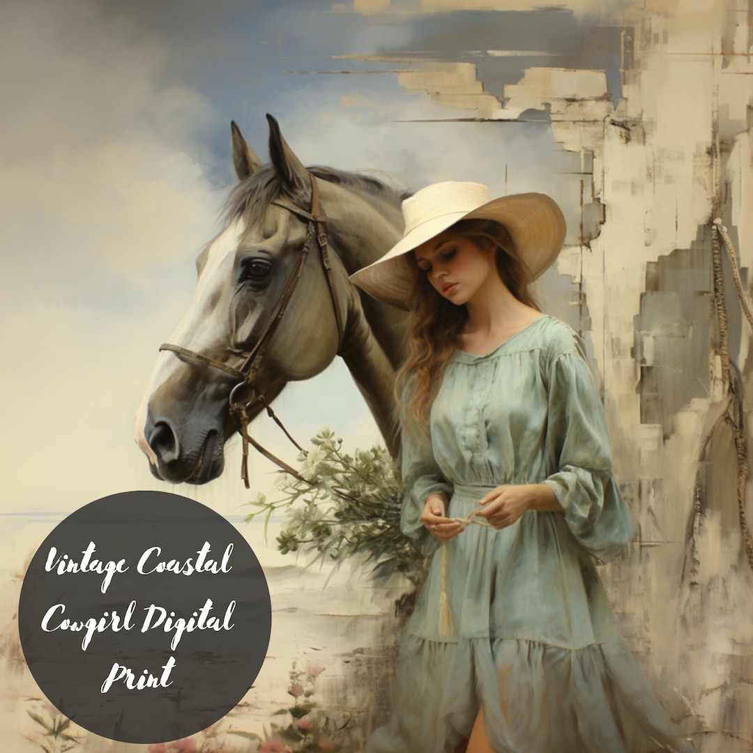 Coastal Cowgirl Western Wall Art Print | Digital Prints | Vintage ...