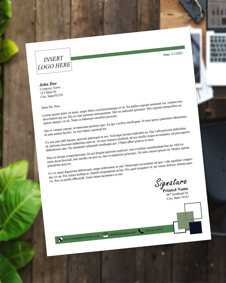 DIY Customizable Letterhead PDF and MS Word Printable Download Small ...