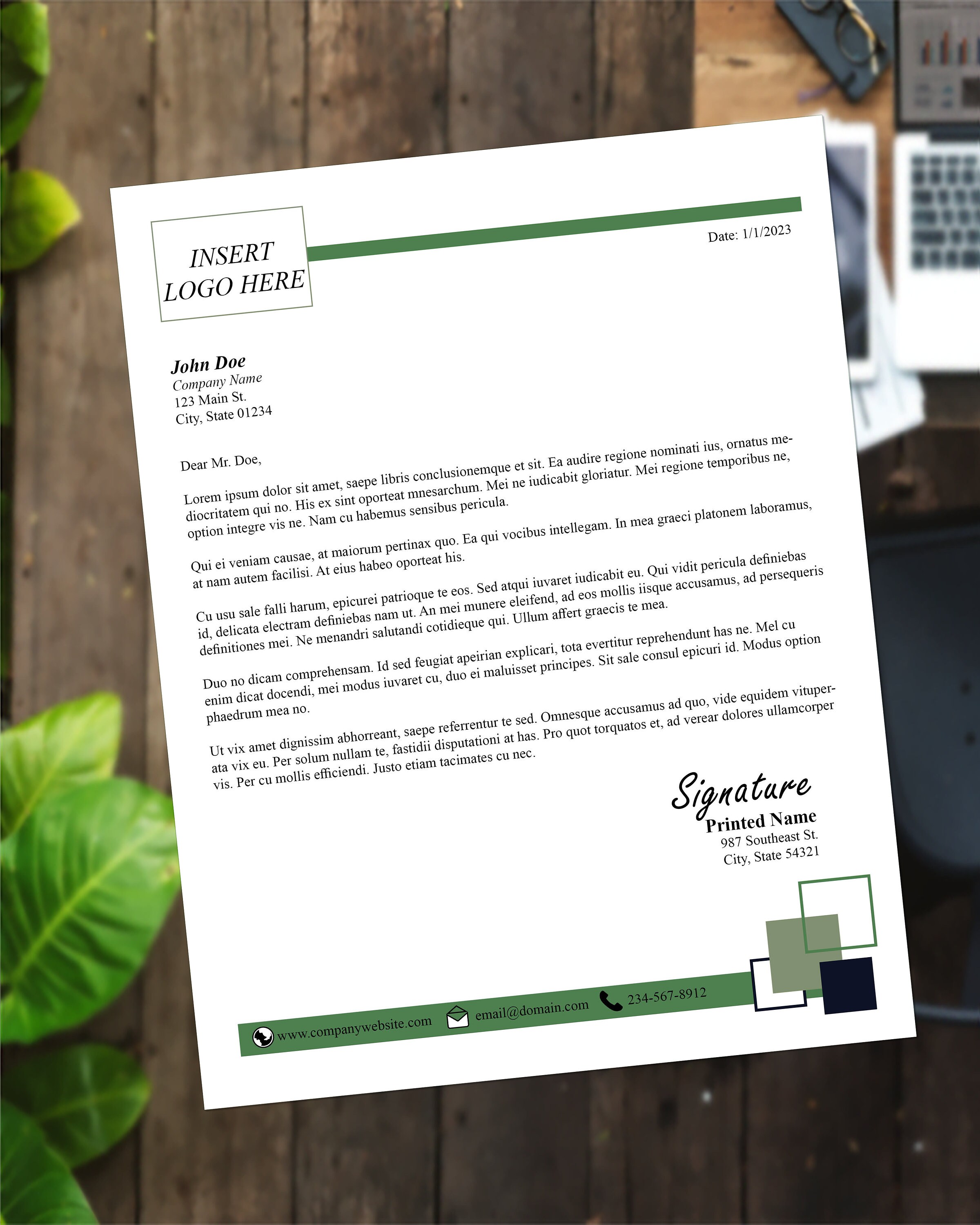 DIY Customizable Letterhead PDF and MS Word Printable Download Small ...