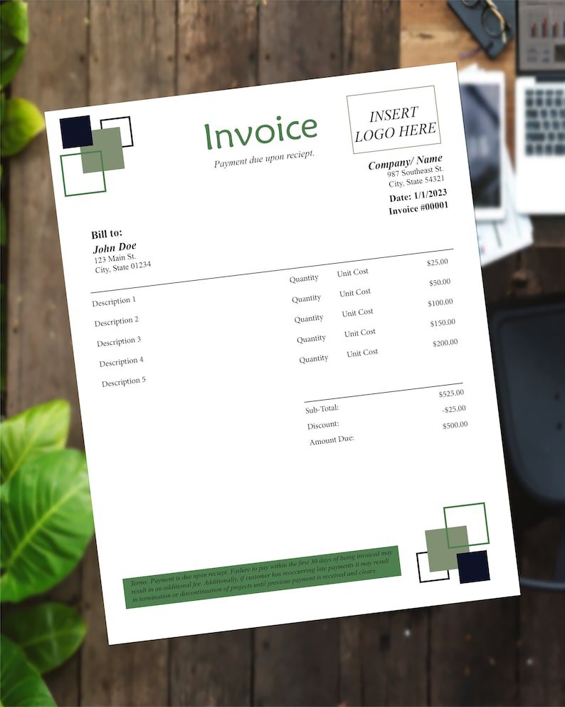 Downloadable DIY Small Business Invoice Template: Customizable Order ...