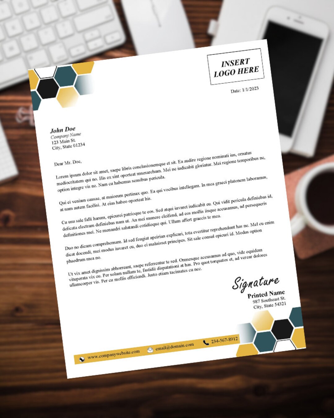 DIY Customizable Letterhead PDF and MS Word Printable Download Small ...