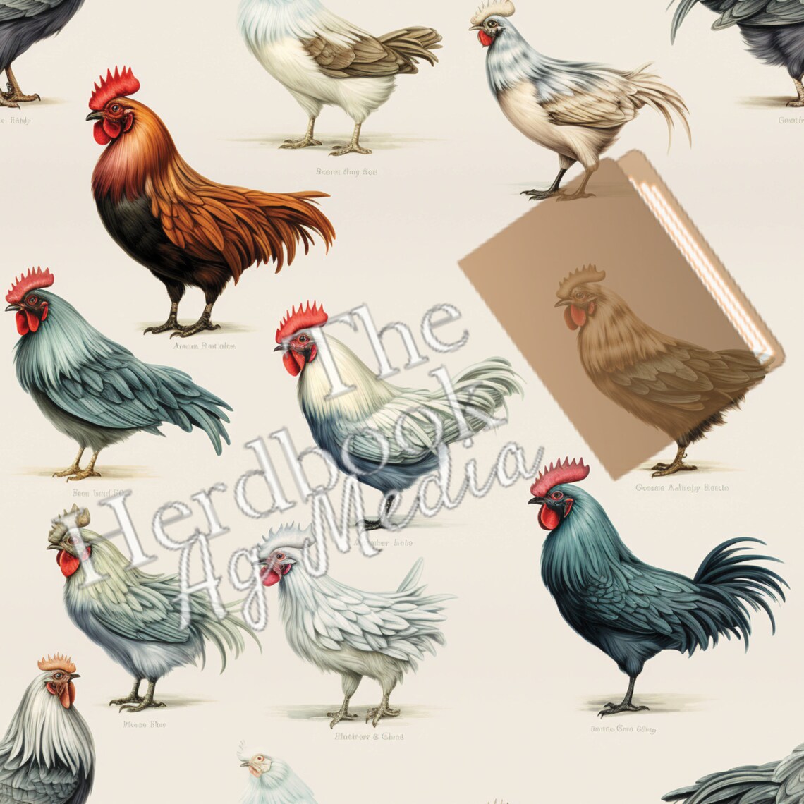 Chickens Digital Paper – Farm Backgrounds for Digital Prints - Seamless ...