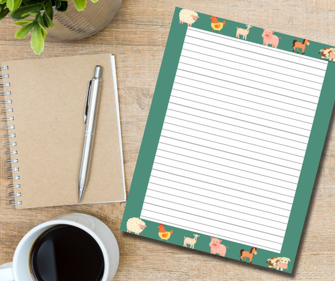 Farm Animal Handwriting Paper School Paper Lined Paper Farm Themed ...