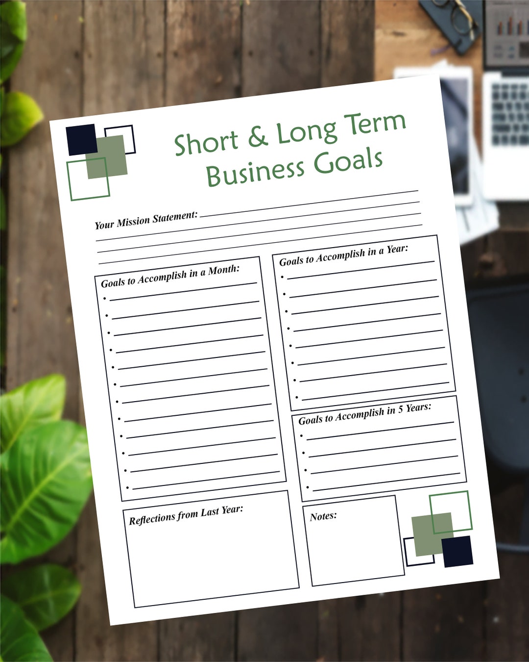 Goal Tracker PDF Short and Long Term Goal Organizer Small Business - Etsy