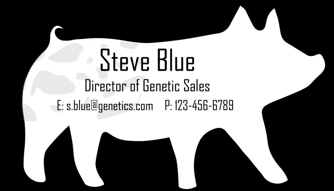 Custom Shaped Pig Farm Business Card Sow Barrow Gilt Boar Swine Blue ...