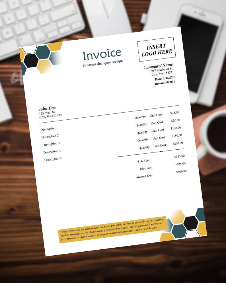 Downloadable DIY Small Business Invoice Template: Customizable Order ...