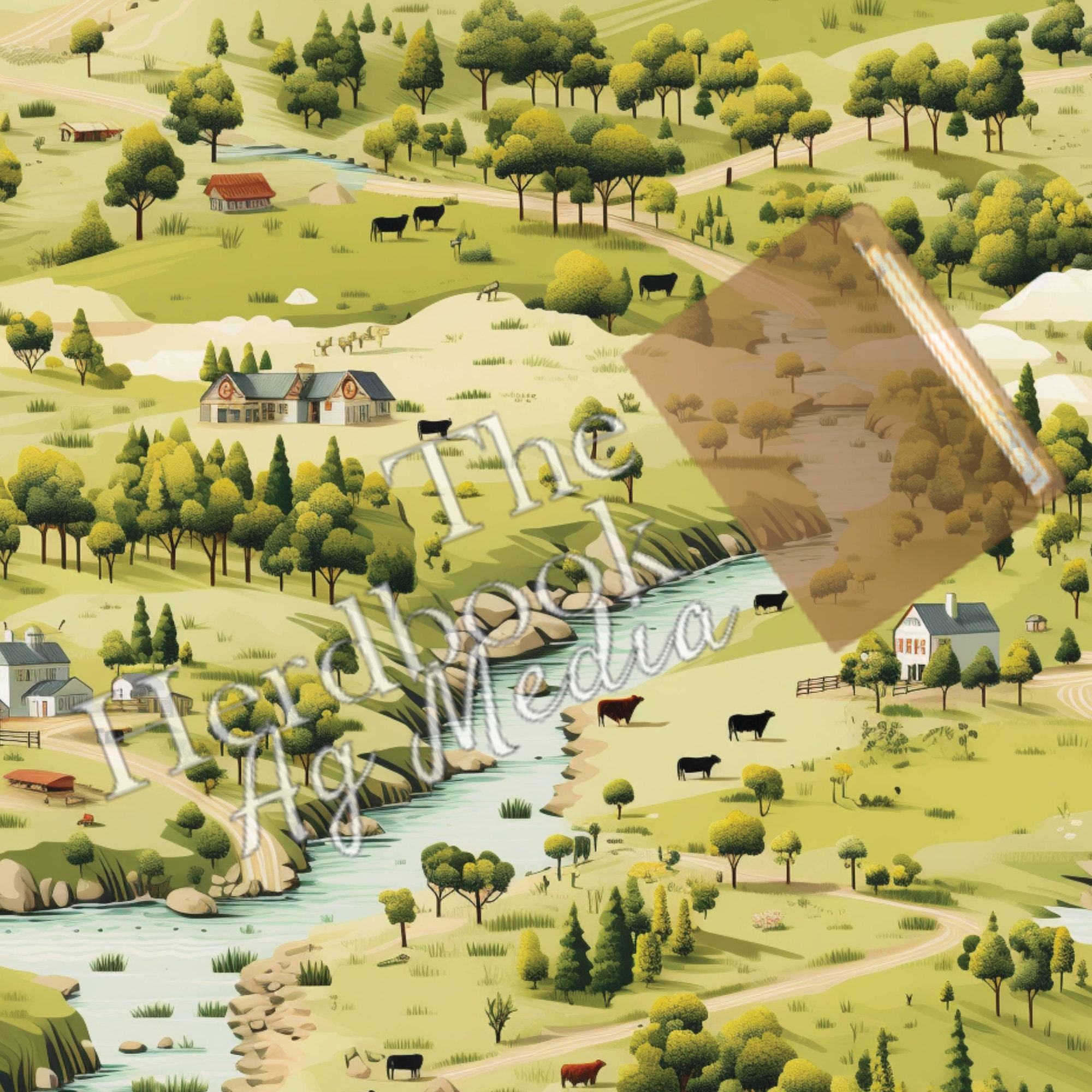 Farm Scenery Digital Art Paper Set Digital Download High Definition ...