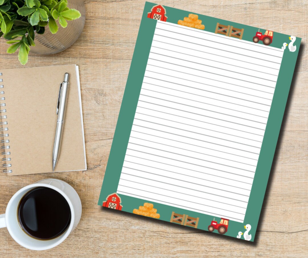 Farm Themed Handwriting Paper School Paper Lined Paper Farm Themed ...
