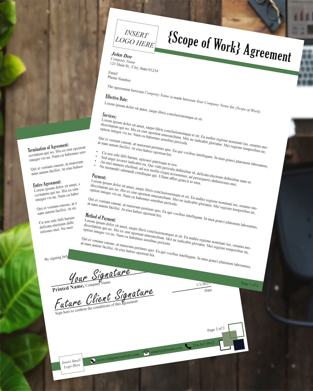 DIY Customizable Professional Contract Agreement Template Small ...