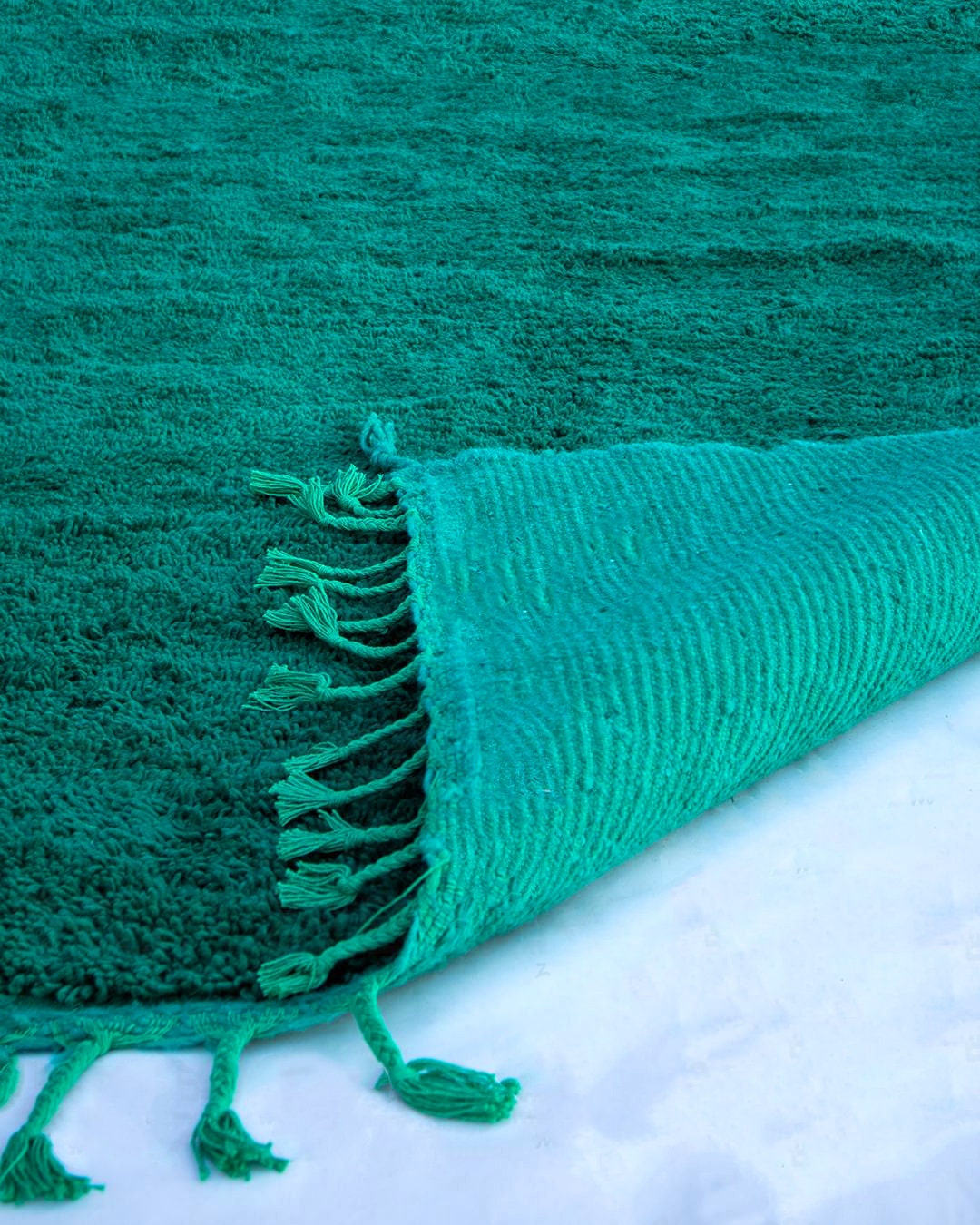 Rug, Luxurious Handwoven Emerald Green Rug - Shaggy Wool Area Rug With ...