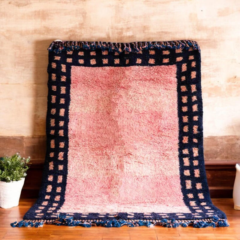 Pink and Navy Rug - Etsy