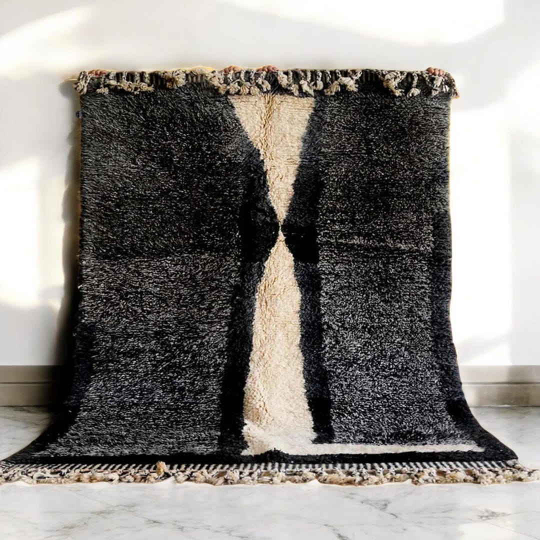 Custom Rug, Moroccan Rug, Black MOROCCAN RUG, Handmade Runner Rug ...