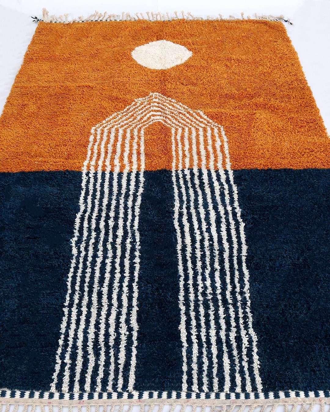 Rug, Modern Handwoven Orange and Navy Blue Rug - Abstract Pattern ...