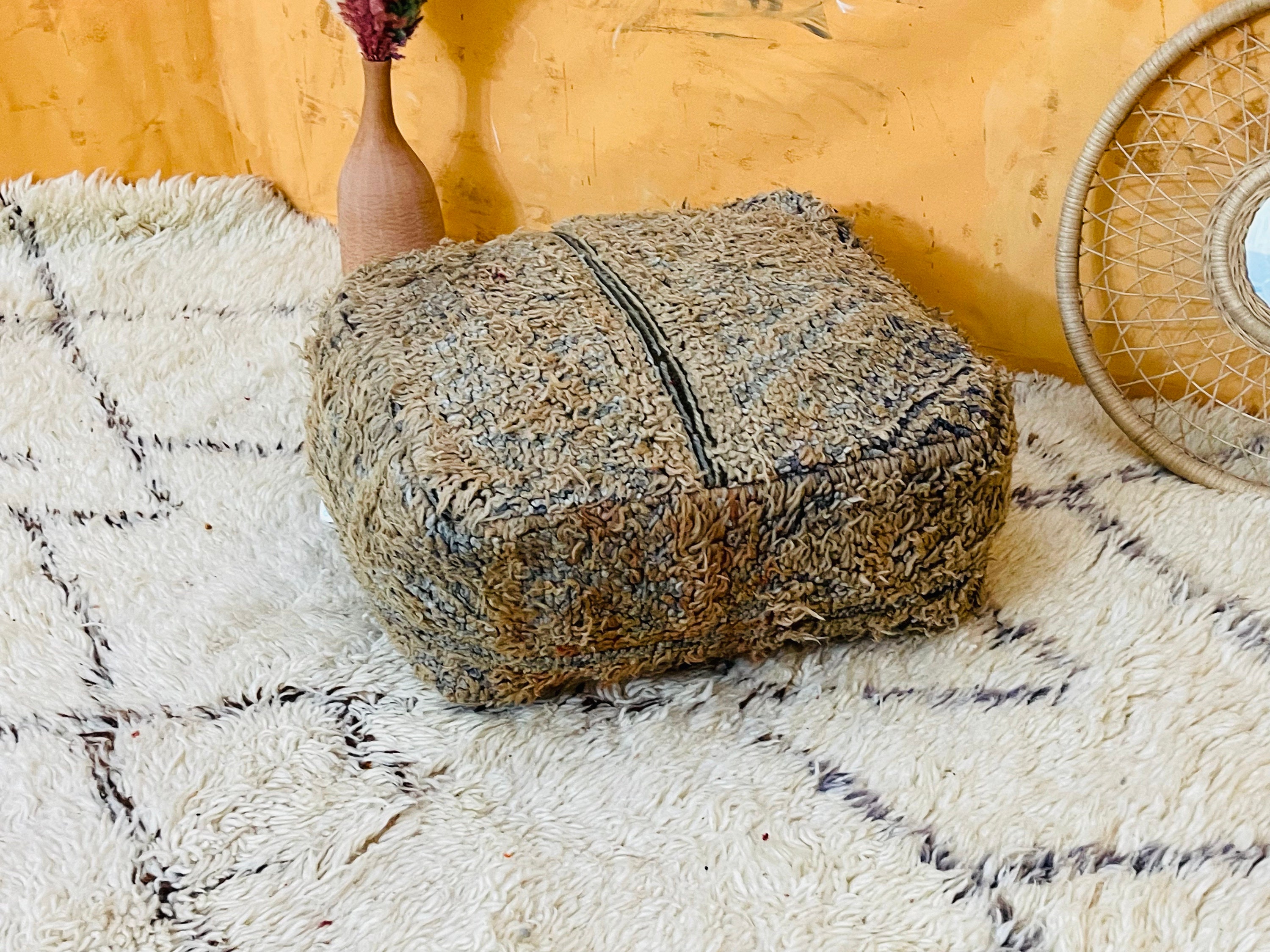 70% OFF Handmade Boho Pouf Moroccan Floor Cushion, Artisan Ottoman ...