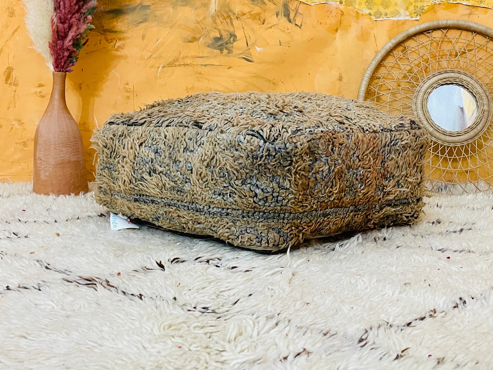 70% OFF Handmade Boho Pouf Moroccan Floor Cushion, Artisan Ottoman ...