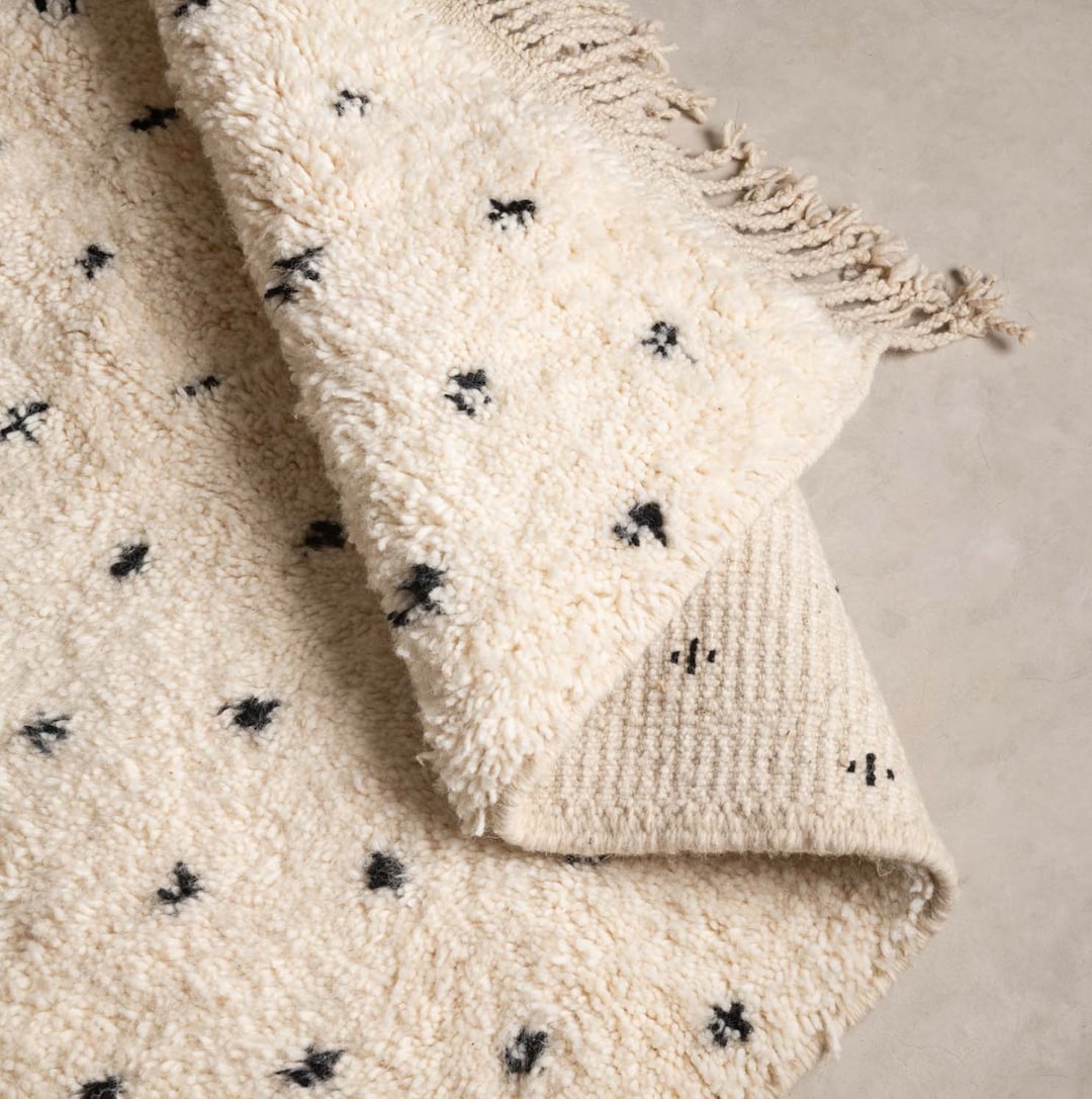70% OFF* Moroccan Dots Rug, Custom Polka Dot Rug, Black and White ...