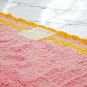 70% OFF* Handmade Pink and Yellow Wool Rug, Geometric Modern Area ...