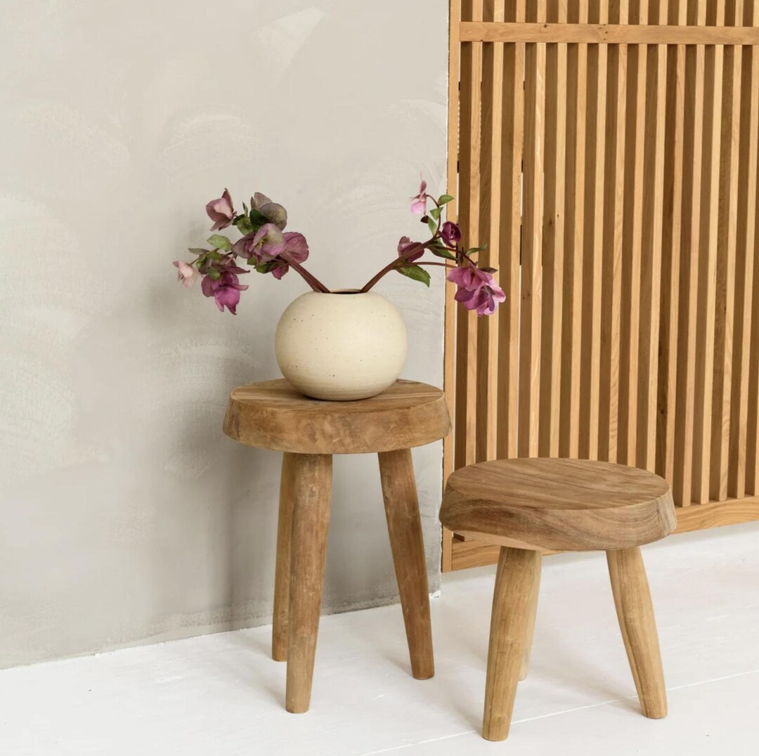 70% OFF* Natural Solid Wood Stool – Minimalist Handmade Wooden Accent ...