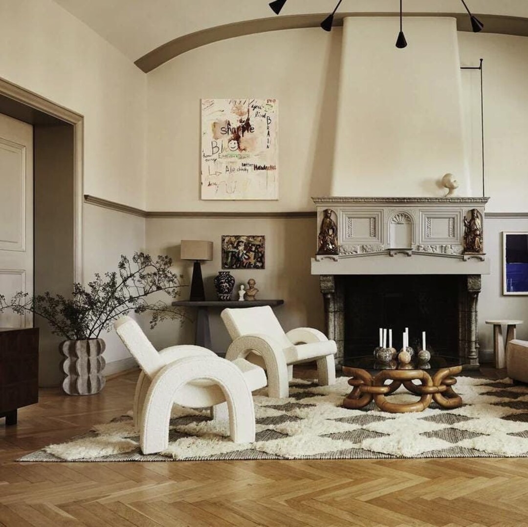 70% OFF Contemporary Diamond Pattern Wool Rug, Handwoven Plush Area Rug ...