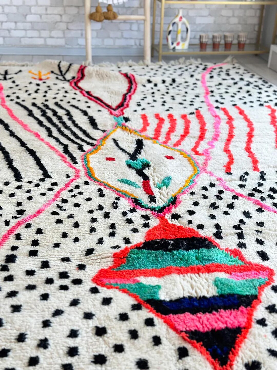 Handmade Moroccan Wool Rug With Modern Abstract Patterns Authentic ...