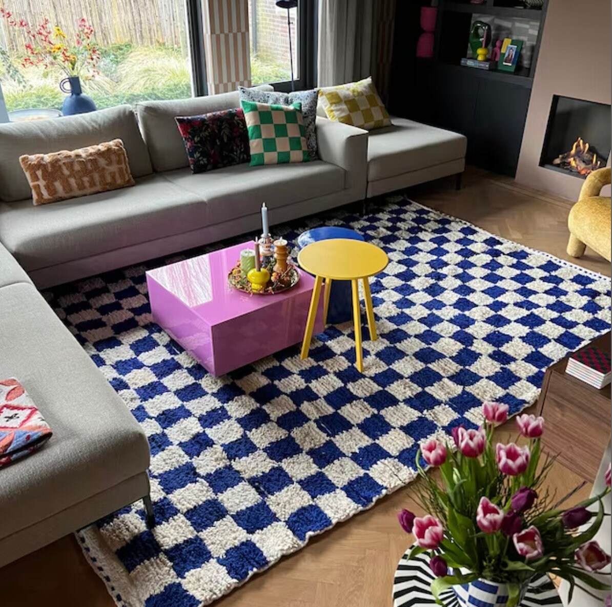 Moroccan Checkered Rug – A Handwoven Gem Featuring a Timeless Checkered ...
