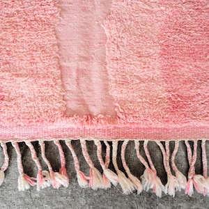 70% OFF Pink Moroccan Wool Rug – Handmade Boho Shag Carpet With ...