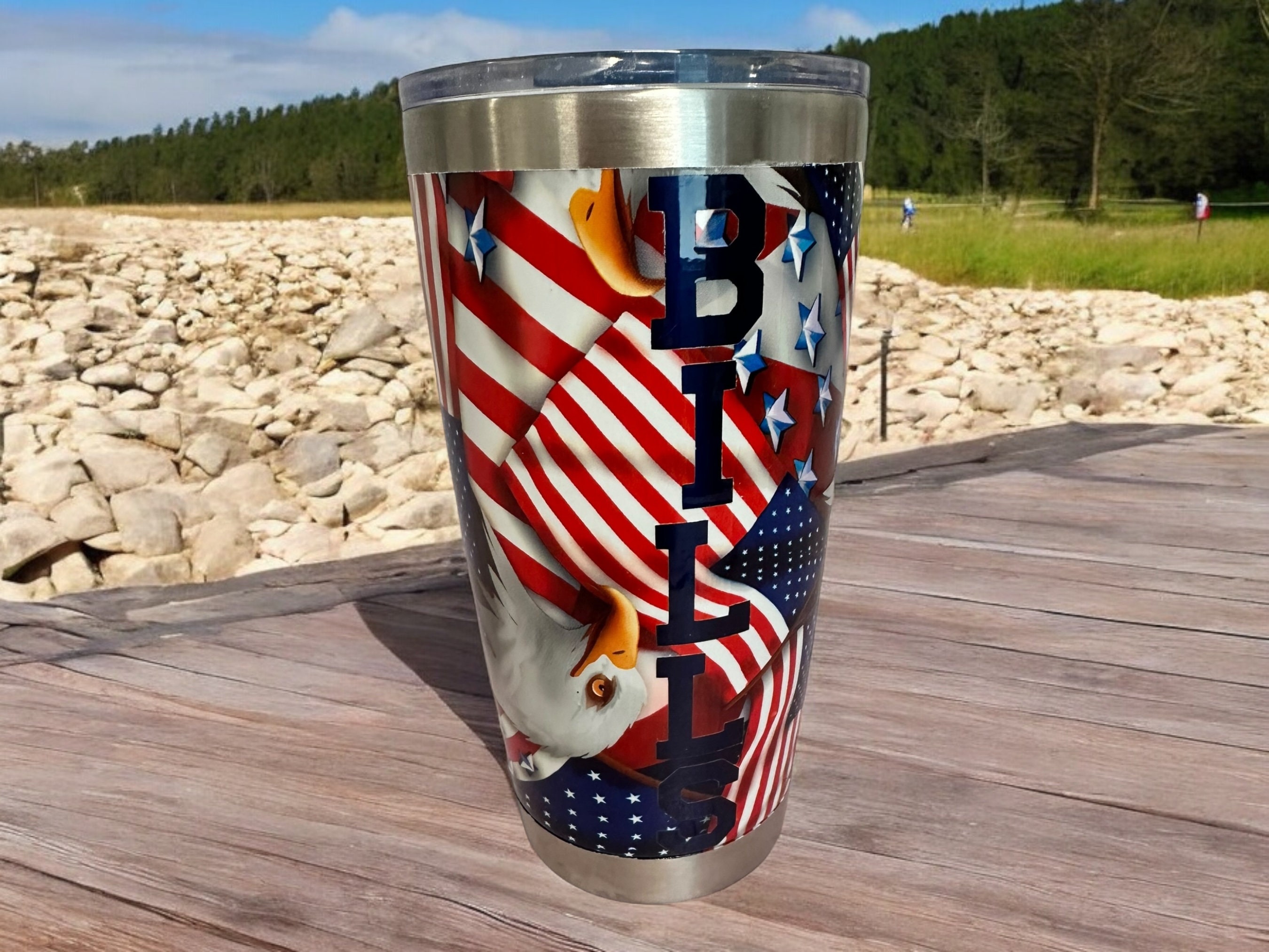 Unique Buffalo Bills Tumbler - Hydrographic Dipped in American Flags ...