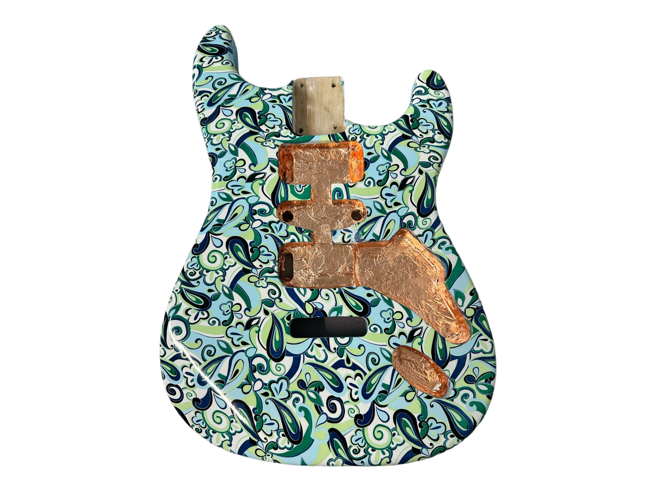 Fender Stratocaster Body Custom Paisley Design and Blue With Gold Trim ...