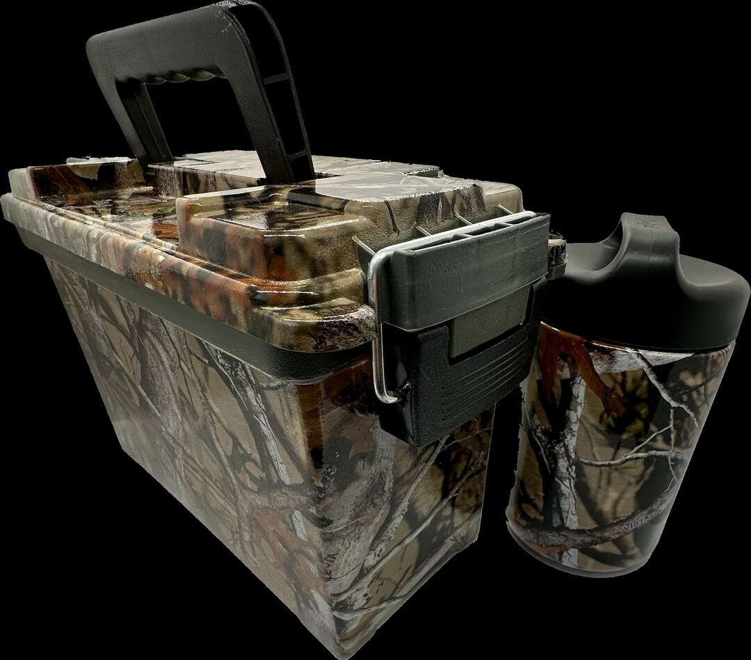 Custom Camo Ammo/lunch/tackle/tool Box.30 Caliber Size & 16 Oz. Thermos ...