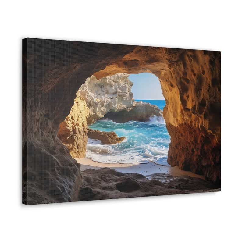 Sea Cave Ocean Cave Canvas Gallery Wrap Waves Tide Coastal Art Inside ...