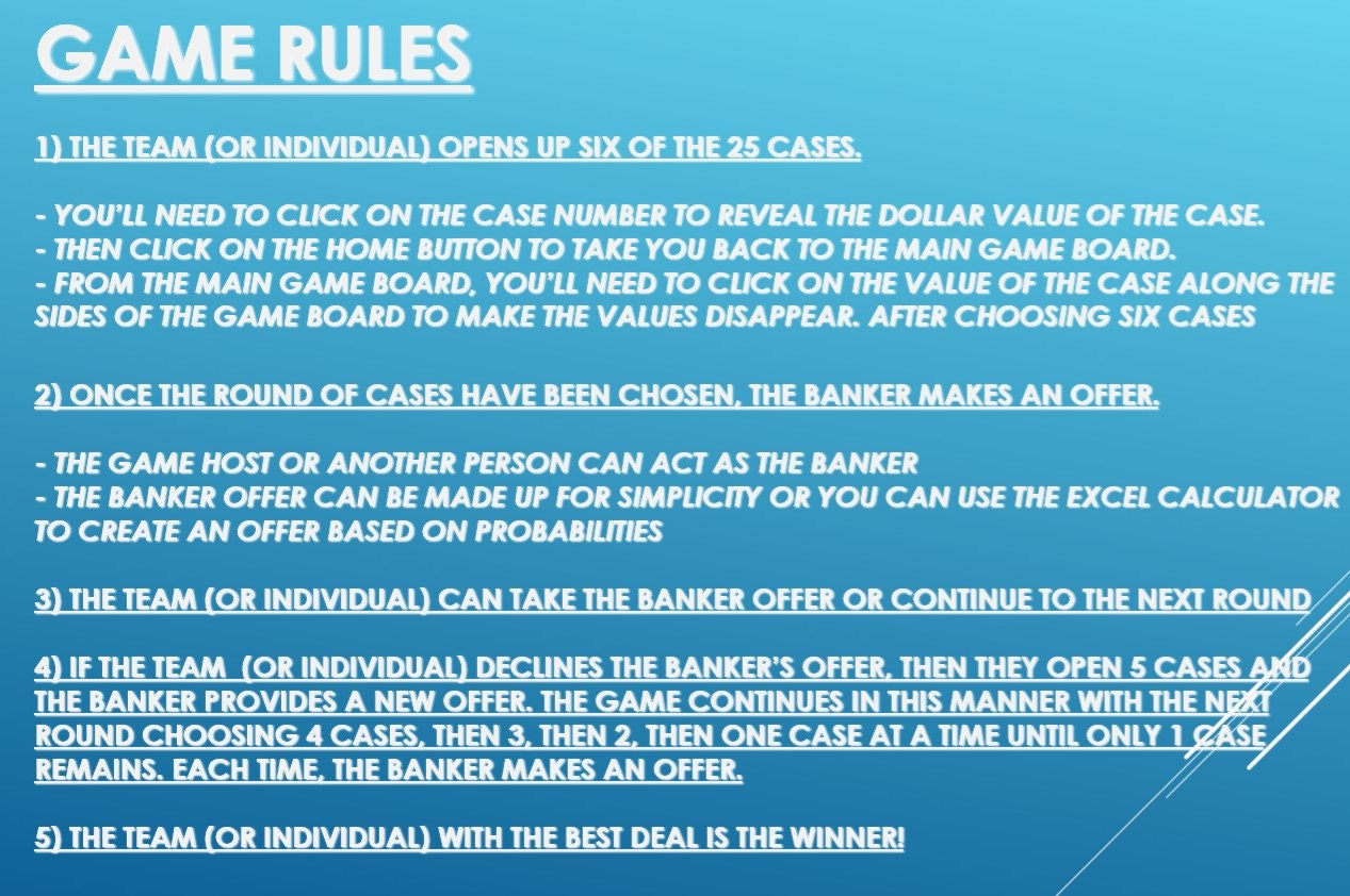 Powerpoint Template Game Show Deal or No Deal Microsoft Compatible ...