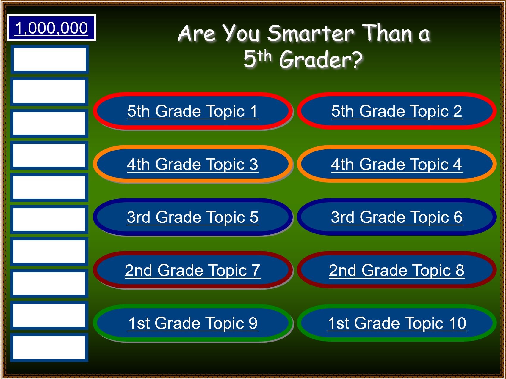 Powerpoint Template Game Show Are You Smarter Than a 5th Grader? - Etsy