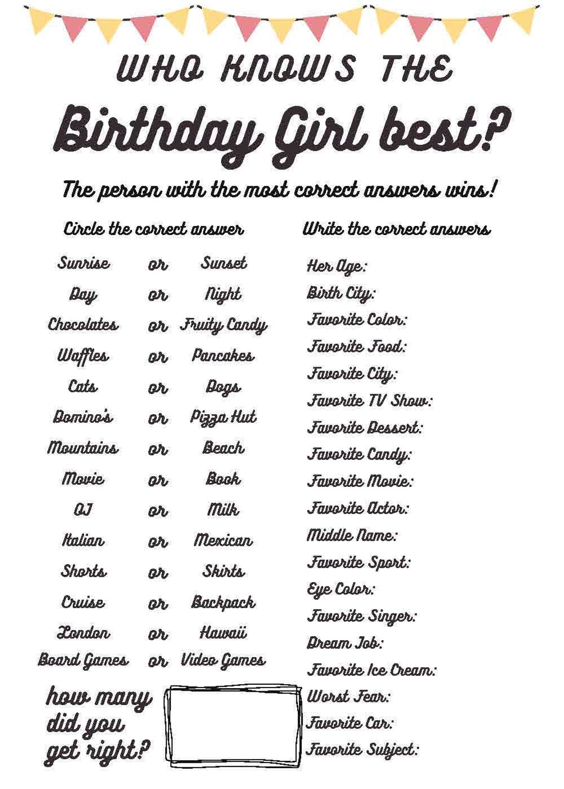 Birthday Game Activity Quiz Who Knows the Birthday Girl Best Quiz ... Birthday Game Activity Quiz Who Knows the Birthday Girl Best Quiz ...