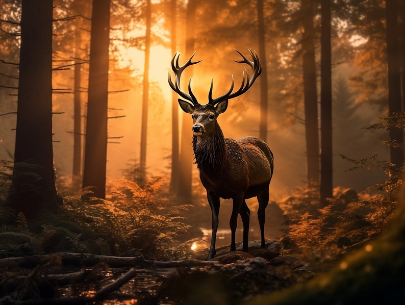 Forest Animal Art Set Digital Download Nature Animal Art Mountains ...