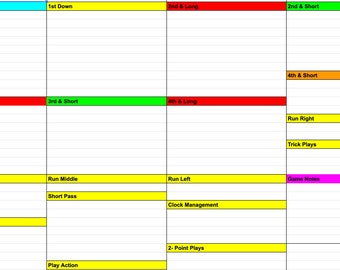 Football Play Call Sheet - Etsy
